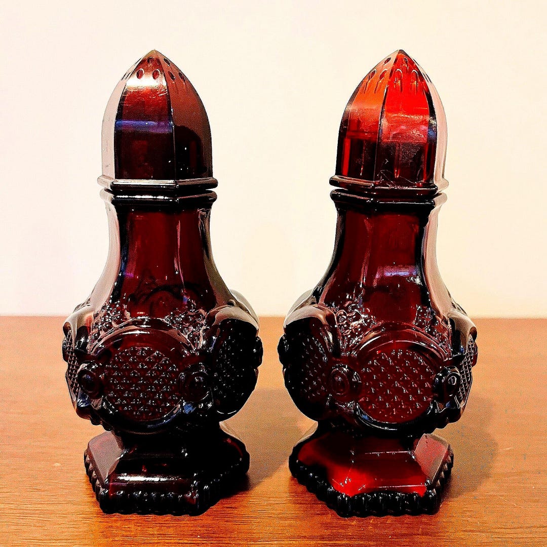 Vintage Avon 1978 Ruby Red Salt and Pepper Set/avon Charisma Perfume ...