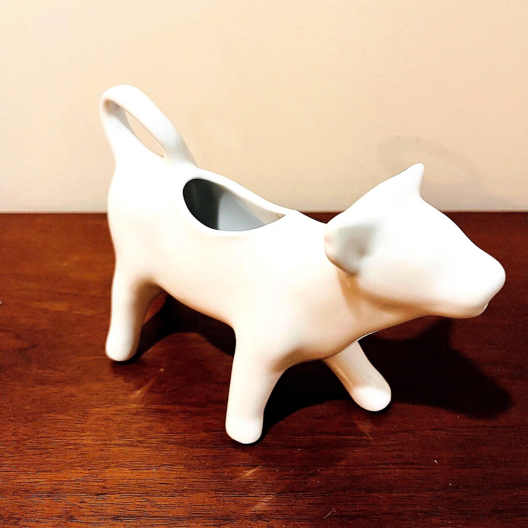 Vintage White Porcelain Cow Creamer, Farmhouse Kitchen Decor - Etsy