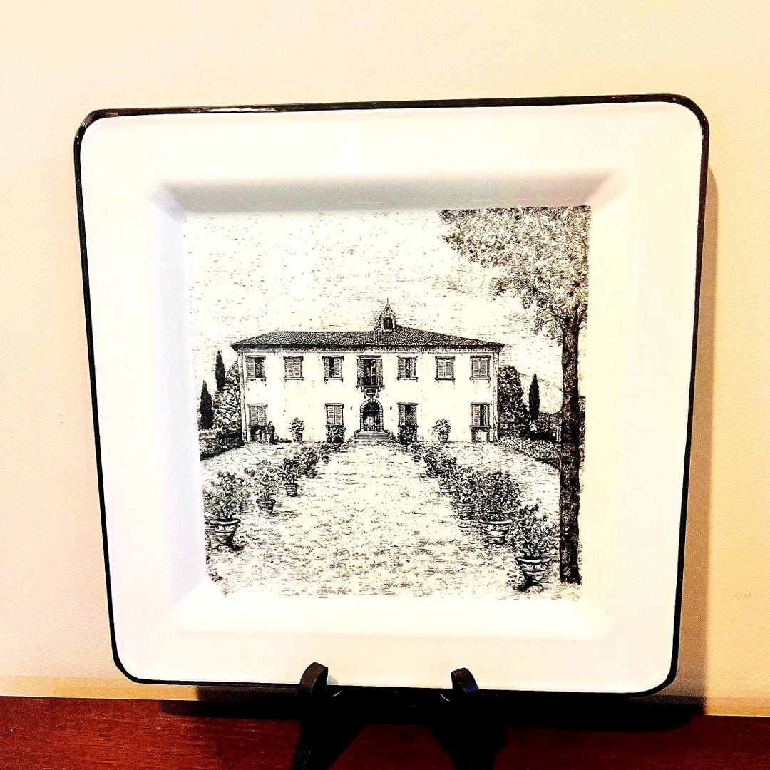 Vintage Brunelli Made in Italy Square Collectable Plate. Italian Villa ...