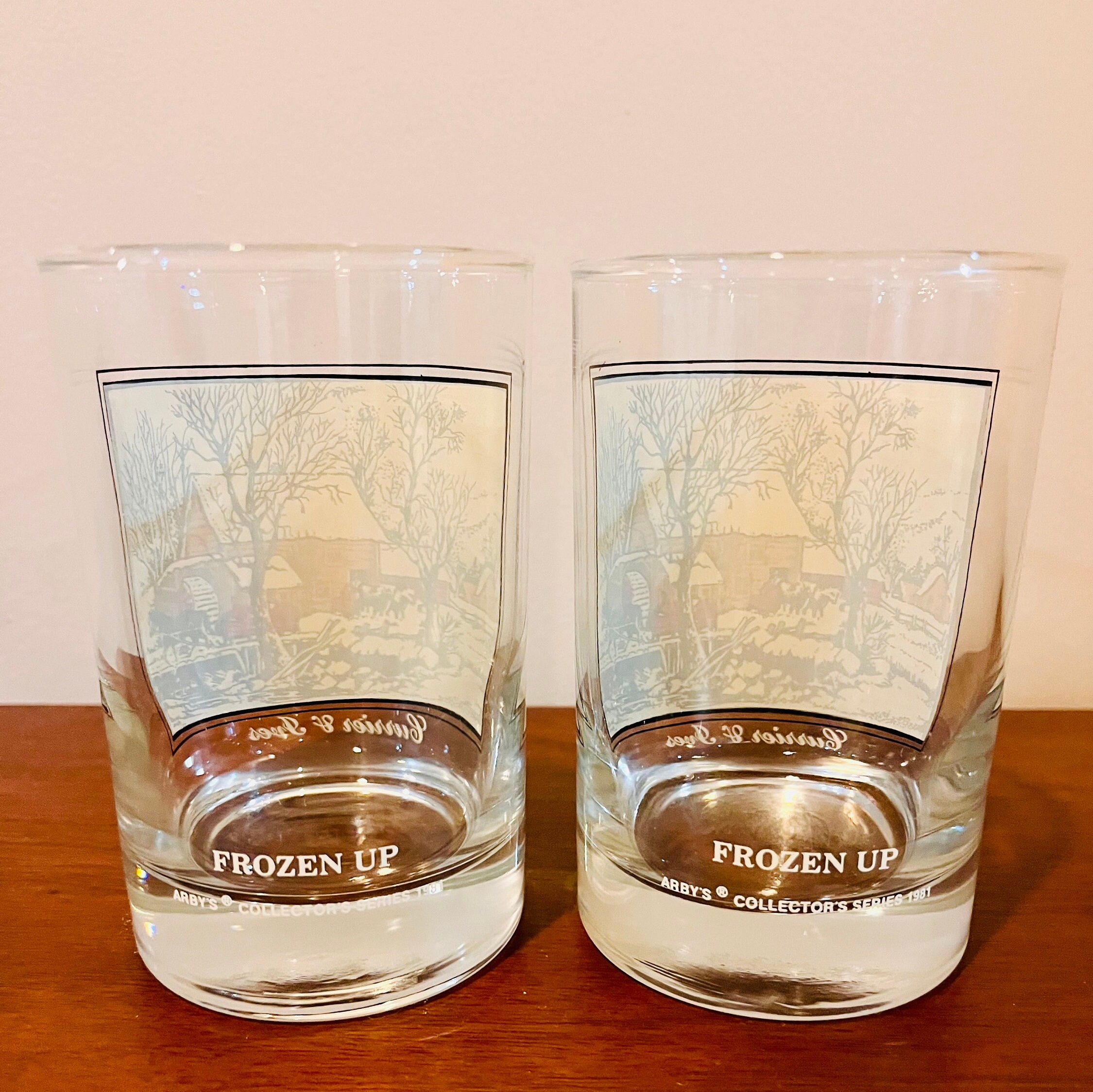 Two Vintage 1981 Currier and Ives Arbys Collectors Series frozen Up Glass Tumbler - Etsy