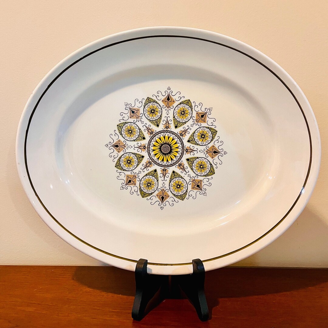 Vintage Swinnerton Ironstone Platter, Paisley Green Mid-century ...