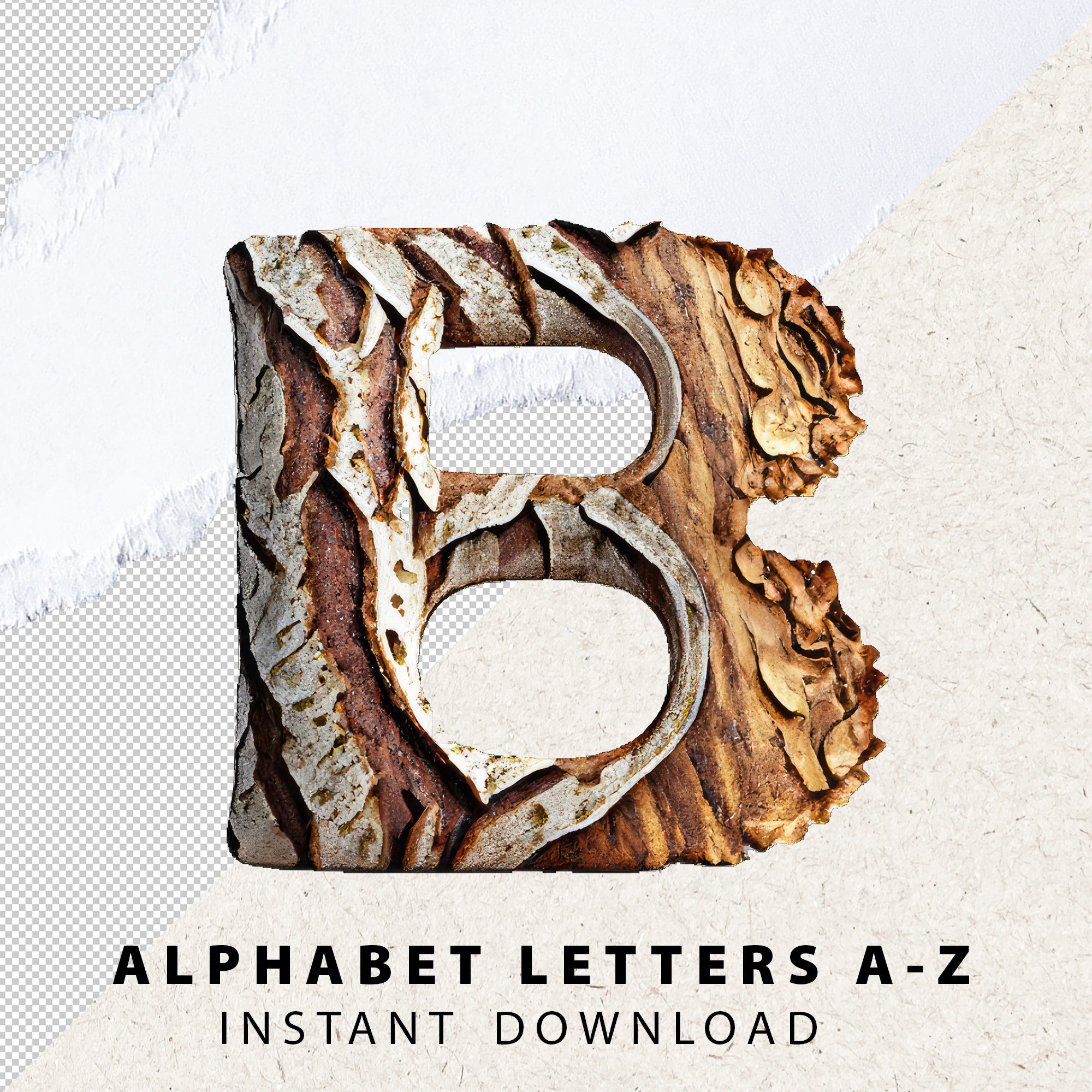Tree Bark Letters PNG Numbers Set Tree Bark Bundle A-Z Alphabet Ai ...