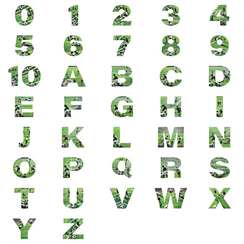 Soccer Alphabet Letters and Numbers SVG Bundle Designs Soccer Ball ...