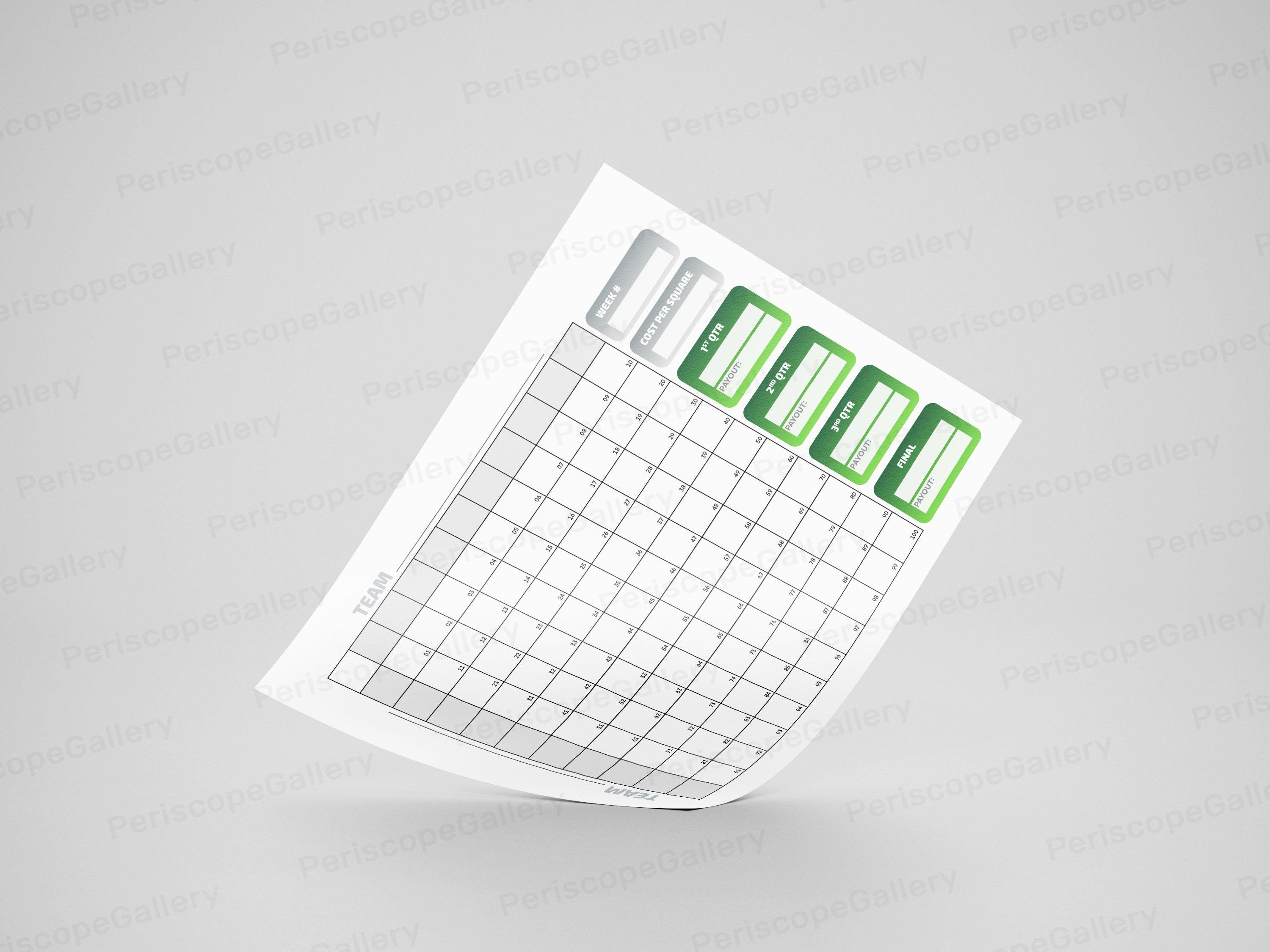 100 Squares Football Grid Printable Instant Download 11x8.5 Template - Etsy