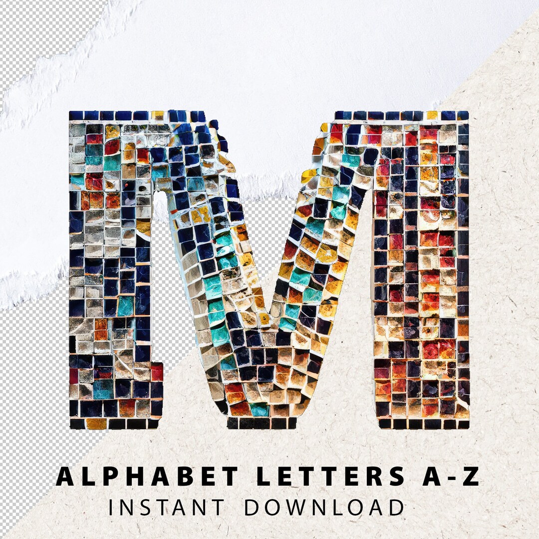 Mosaic Tiles PNG Letters and Numbers Set Mosaic Bundle A-Z Alphabet Ai ...