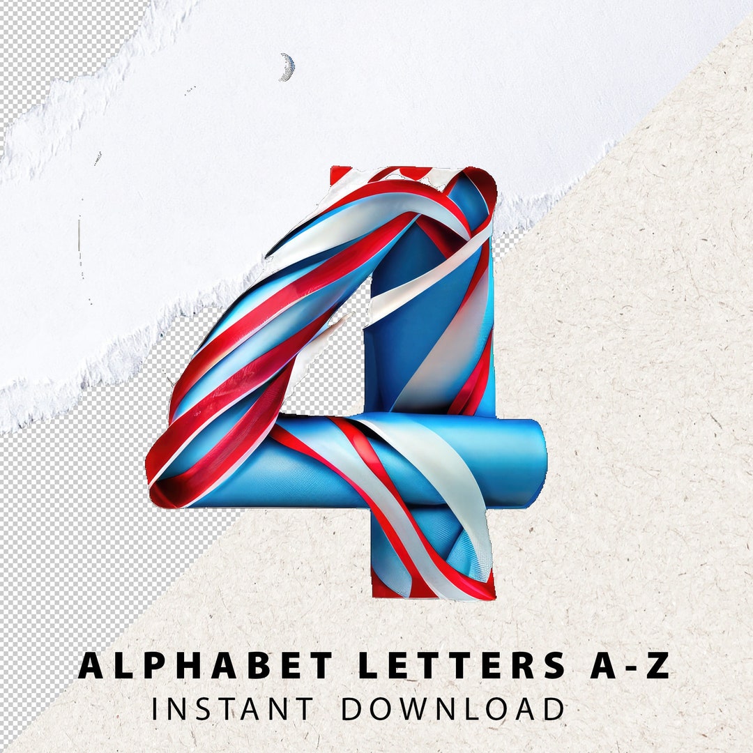4th of July PNG Letters & Numbers Set Independence Day A-Z Alphabet Ai ...