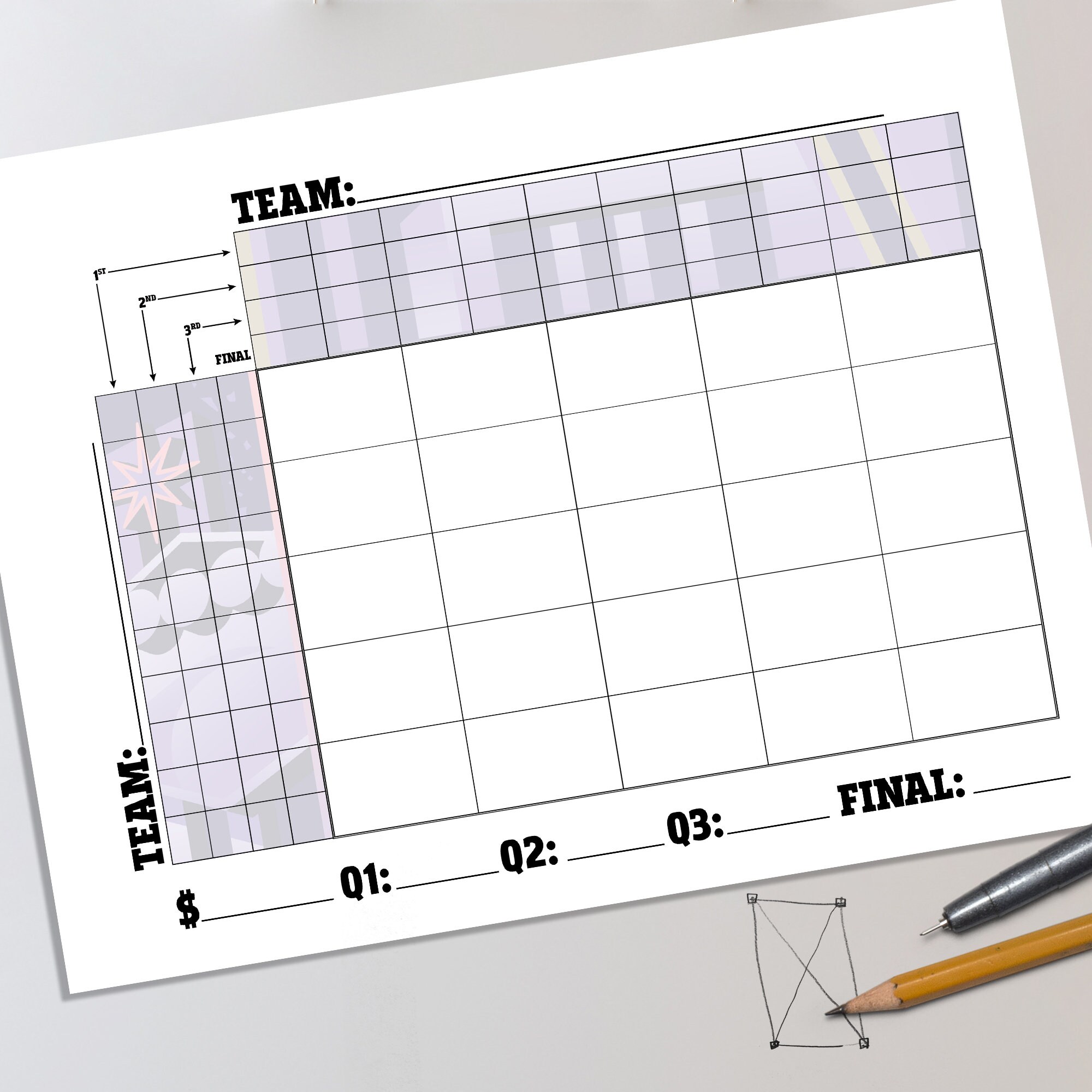 25 Squares q1, q2, q3, and final Grid Printable Football Square ...