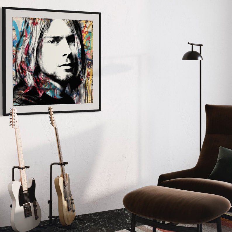 Kurt Cobain Art Print - Digital Download | Grunge Edgy Wall Art ...
