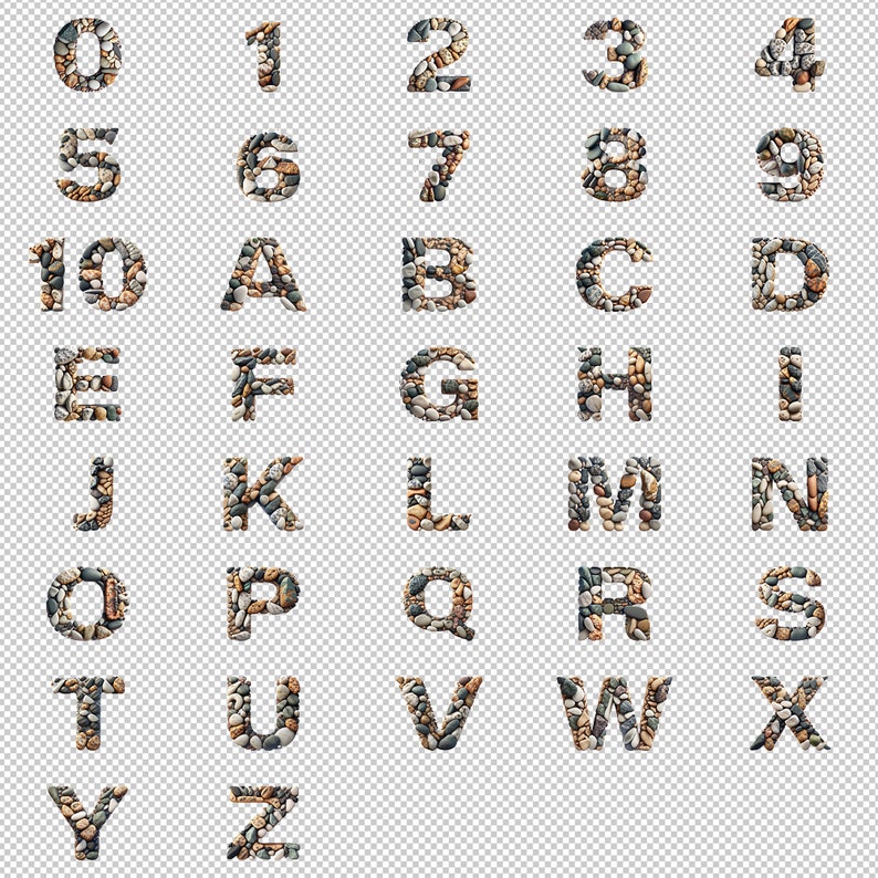 Stone Alphabet Letters & Numbers PNG Set (digital Download) - Etsy