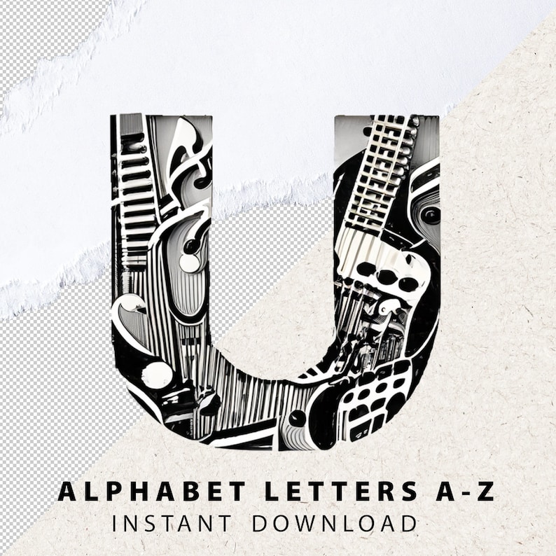 Music Letters PNG Numbers Set Instruments Bundle A-Z Alphabet Ai ...
