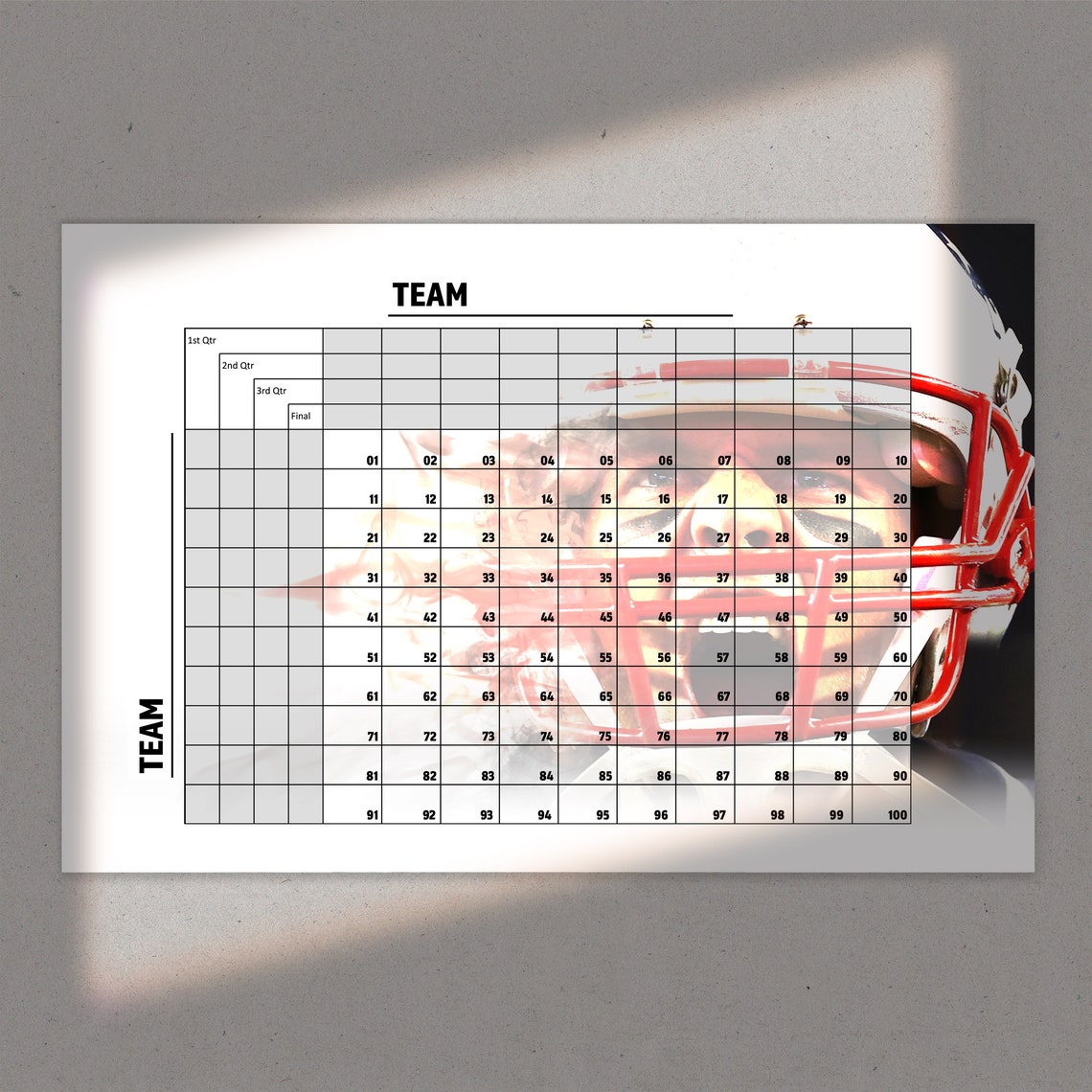 Super Bowl Squares Game, Football Pool Poster, 36x24 (digital Download ...