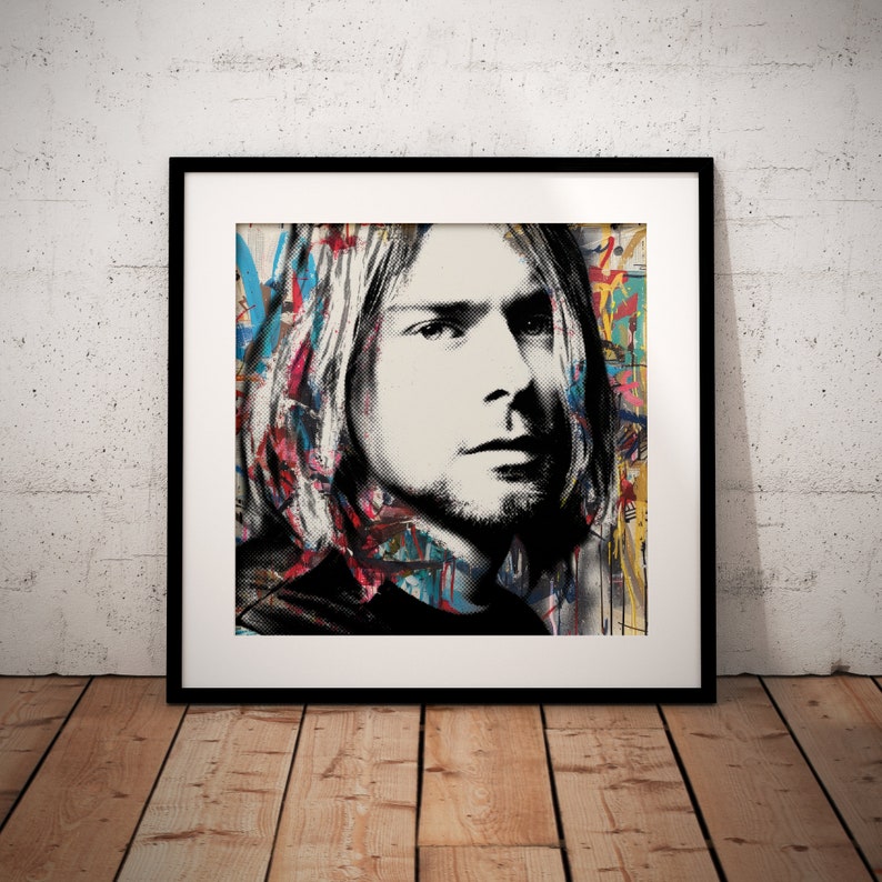 Kurt Cobain Art Print - Digital Download | Grunge Edgy Wall Art ...