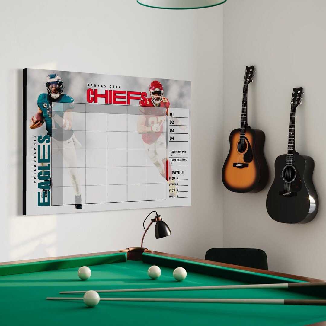 25 Football Squares Grid for the Big Game 2025 36x24 Inch Instant ...