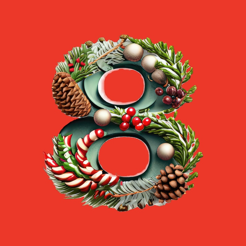 Evergreen Branches Letters PNG Numbers Set Christmas Bundle A-Z ...