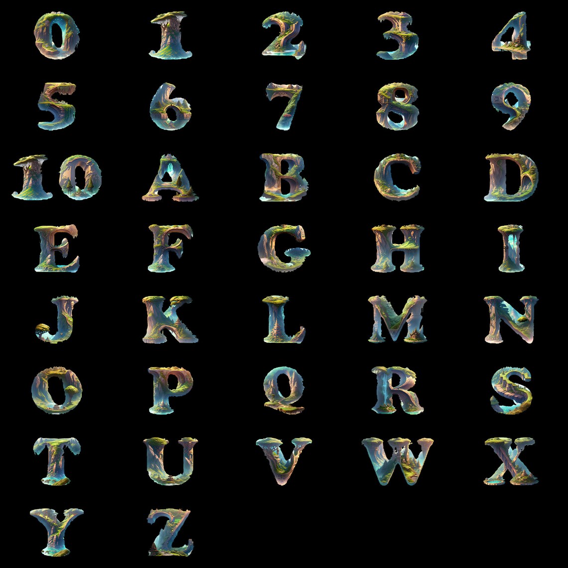 Zelda PNG Letters and Numbers Hyrule's Legendary PNG Files Design A-Z ...