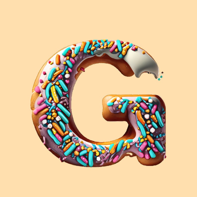 Donut With Sprinkles PNG Letters & Numbers Set Bundle A-Z Alphabet Ai ...
