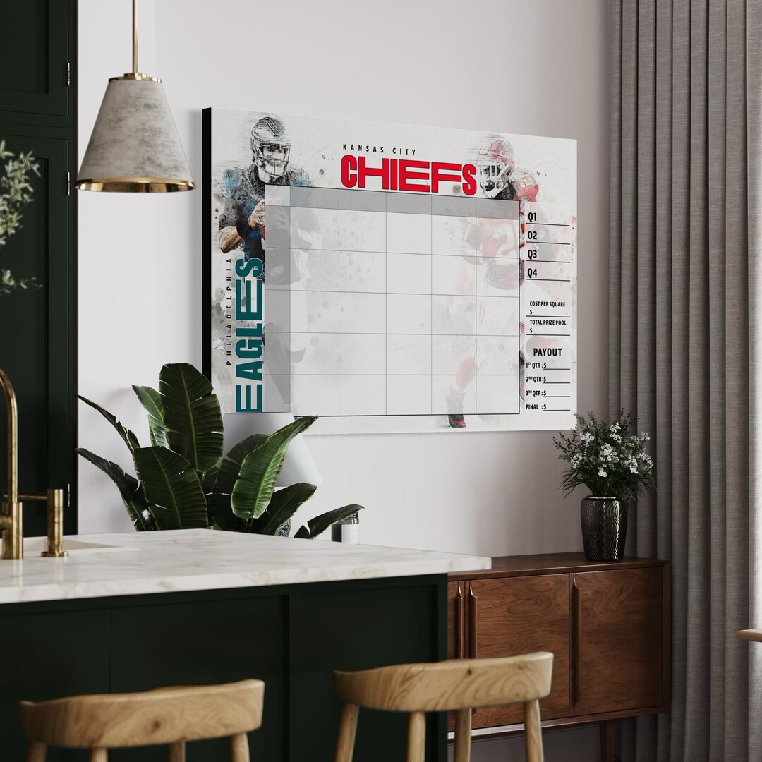25 Football Squares Grid for the Big Game 2025 36x24 Inch Instant ...