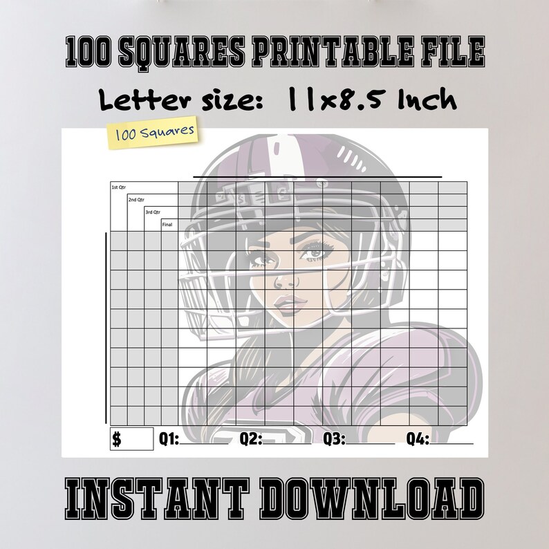 2024-super-bowl-lviii-numbered-quarters-grid-printable-100-squares