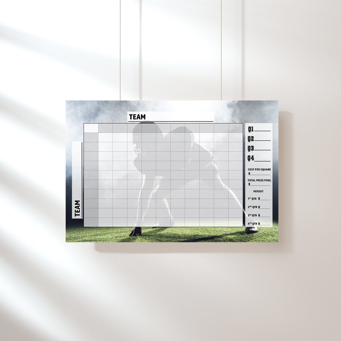 Printable Football Squares Classic 100 Squares Game Instant Download ...