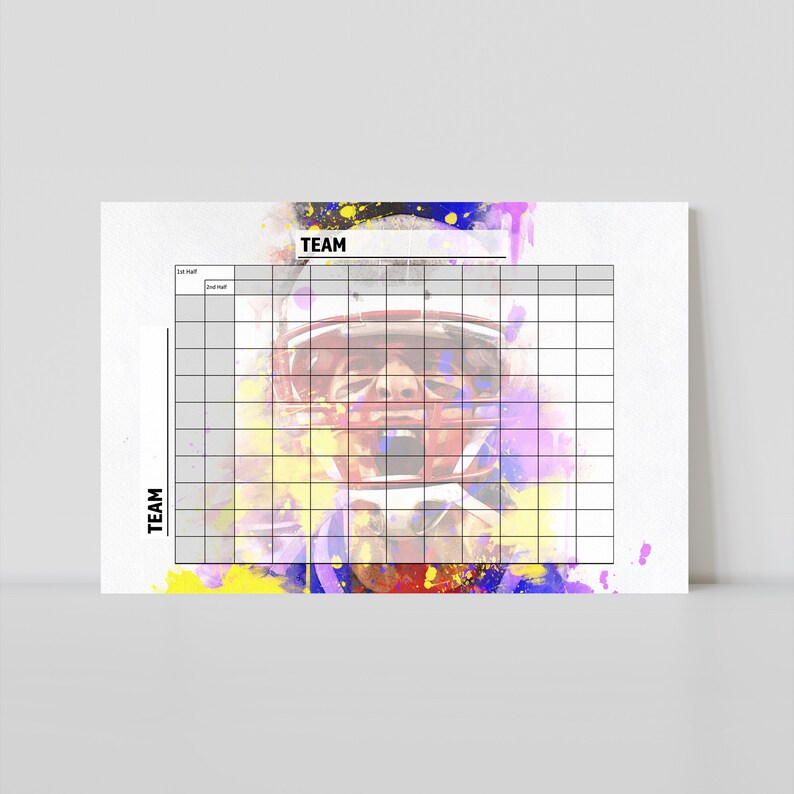 Printable Super Bowl Squares Halftime 100 Squares Game Instant Download ...