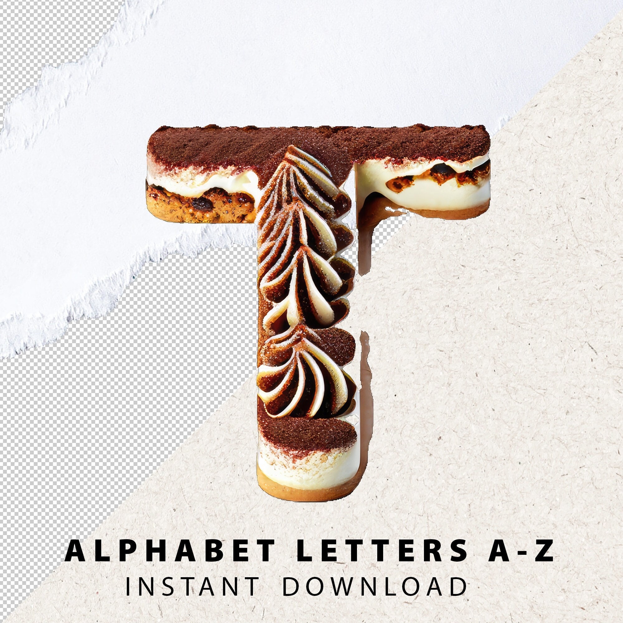 Tiramisu Cake Letters & Numbers PNG Set (digital Download) - Etsy