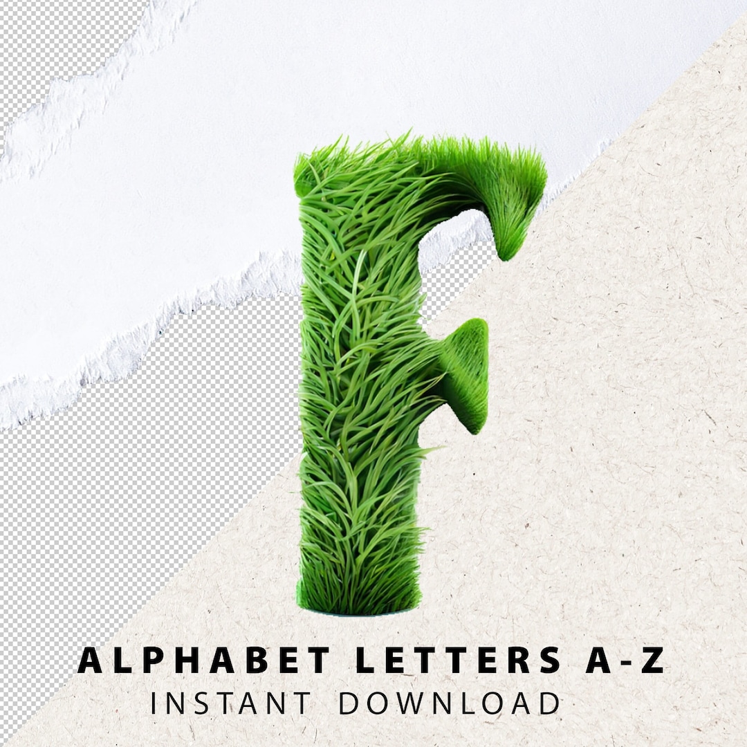 Grass Letters & Numbers PNG Set – Ai-generated Alphabet (digital ...
