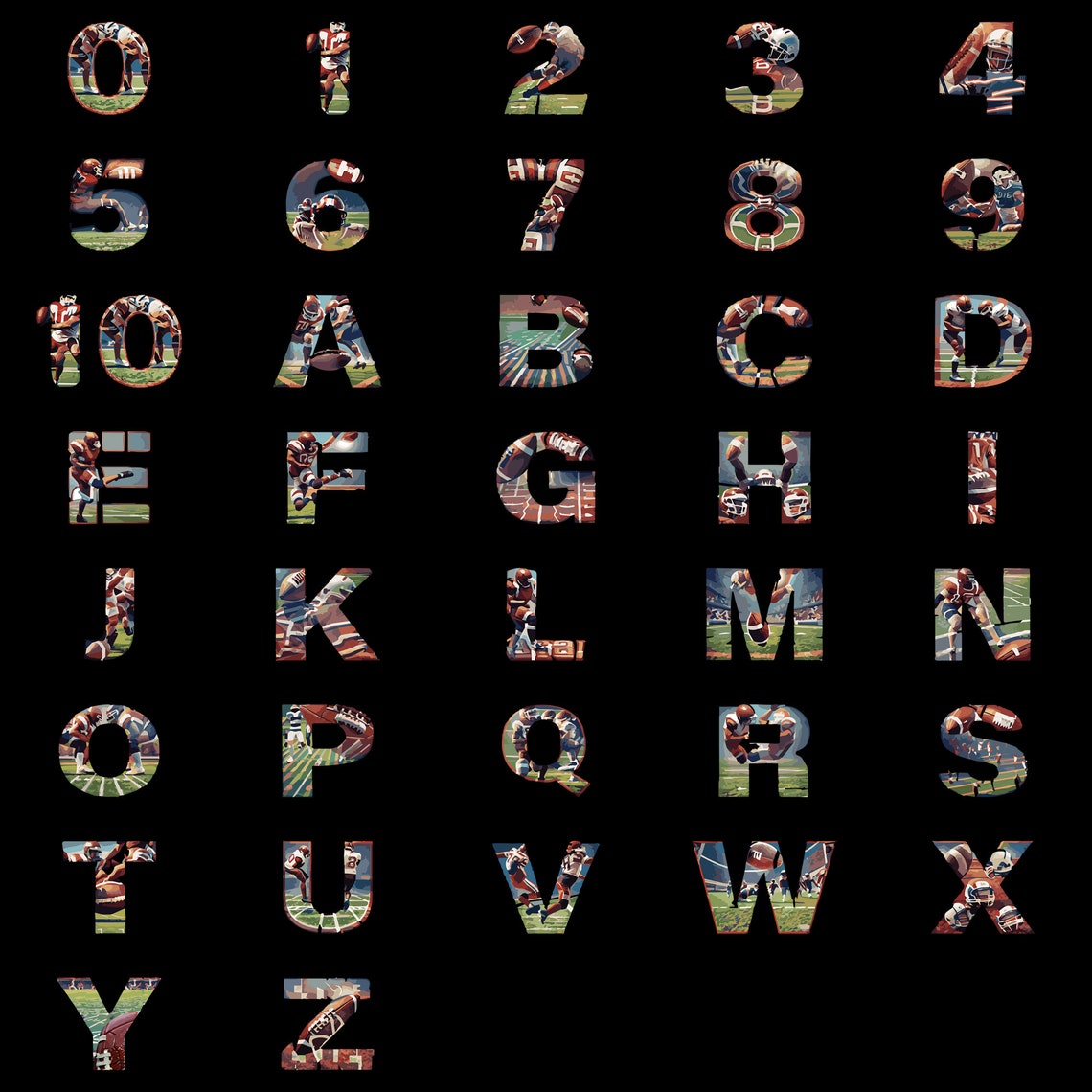 Football Player Numbers SVG Bundle, Sports Font (instant Download) - Etsy
