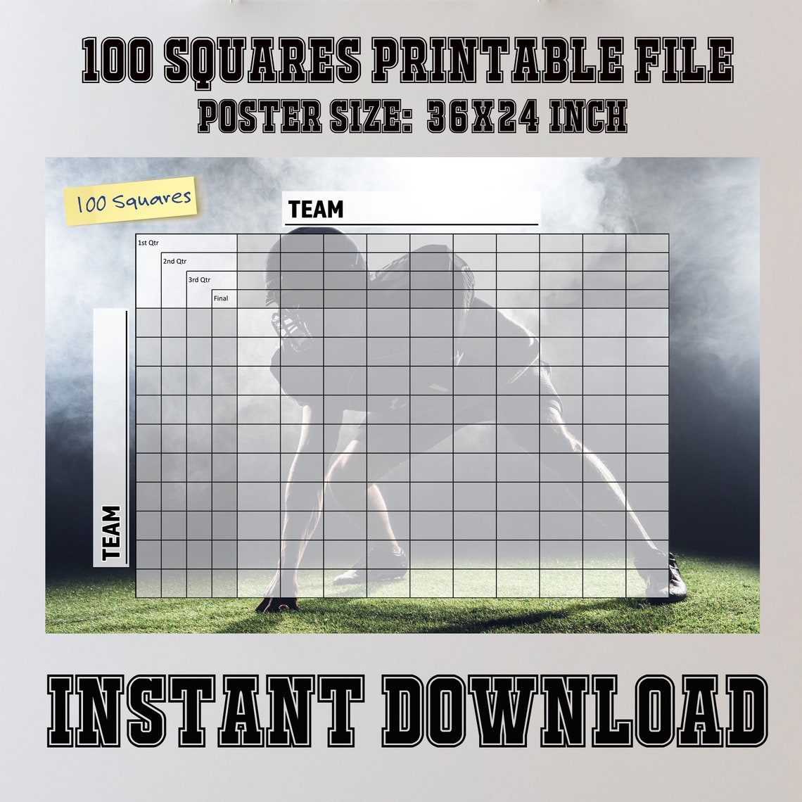 Printable Squares Quarters 100 | Squares Game | Instant Download ...