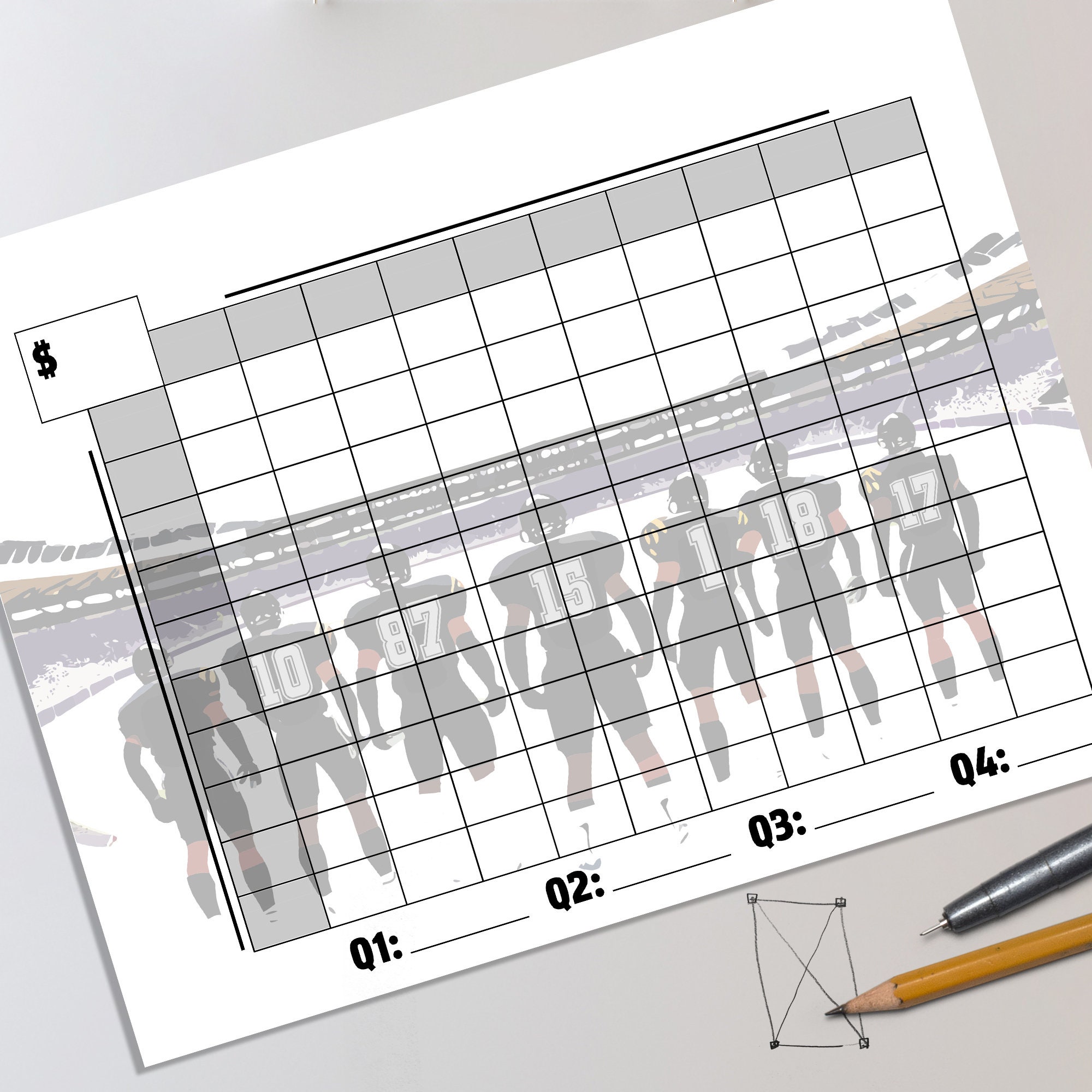Super Bowl 2024 LVIII Printable Game Page, 100 Squares Football Pool ...