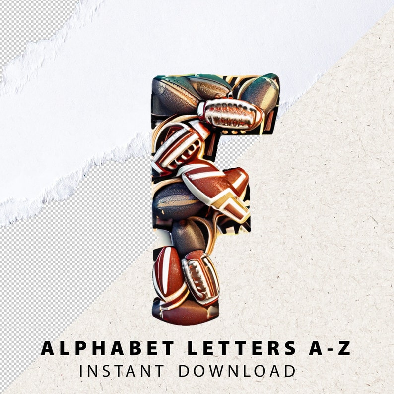 American Football Letters PNG Split Alphabet AI Art Sublimation Text ...