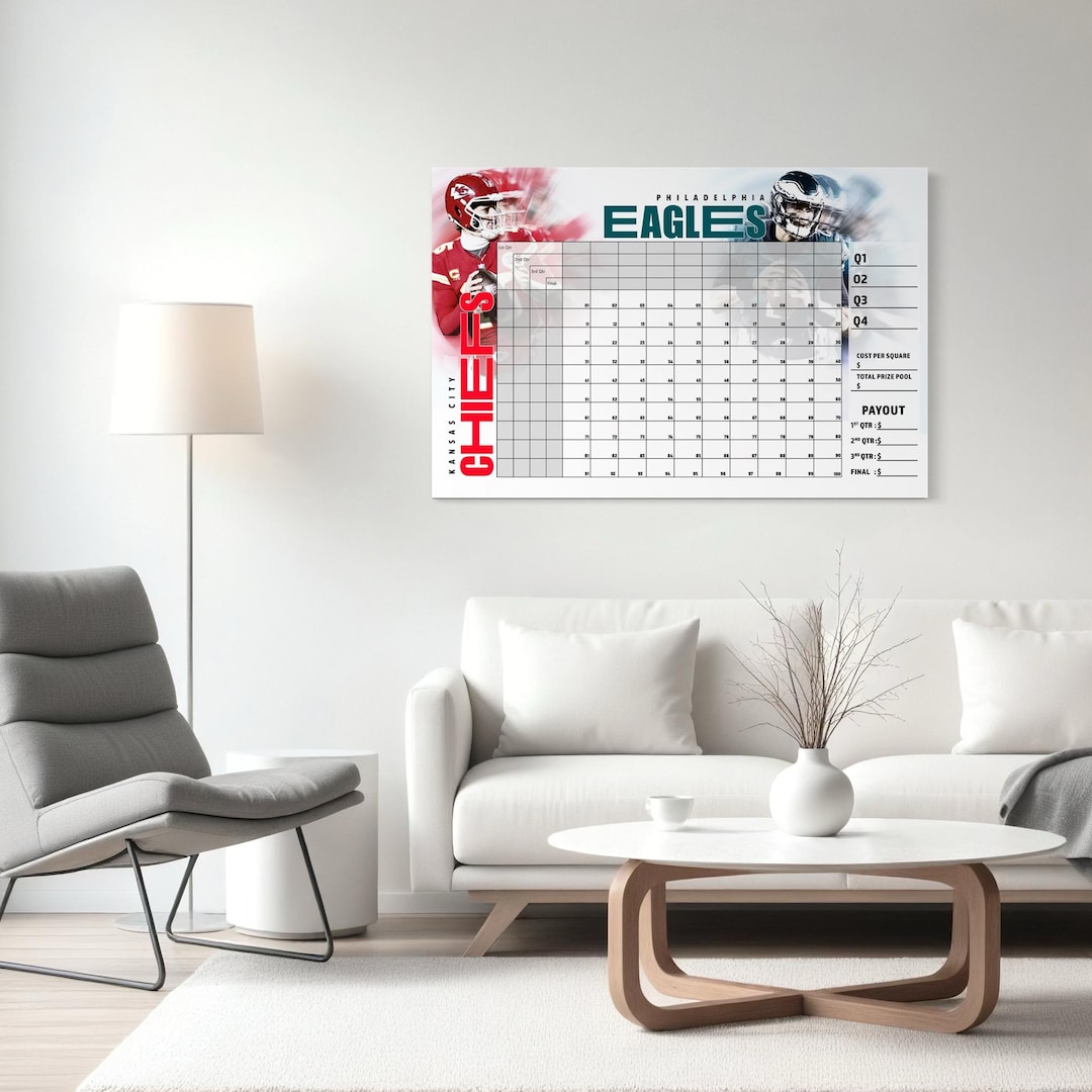 Printable Football Squares for the Big Game 2025 100 Numbered Squares ...