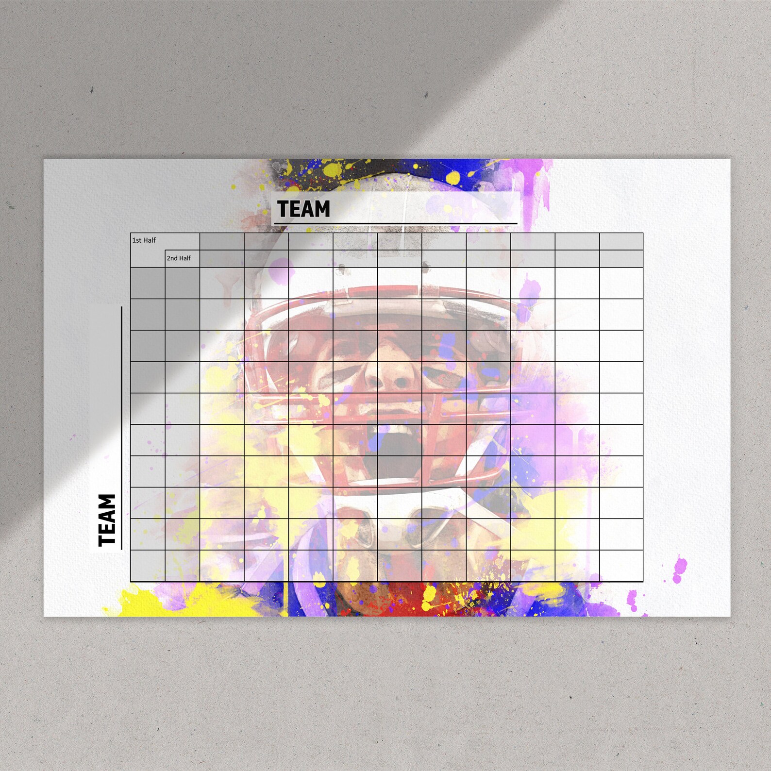 Printable Super Bowl Squares Halftime 100 Squares Game Instant Download ...