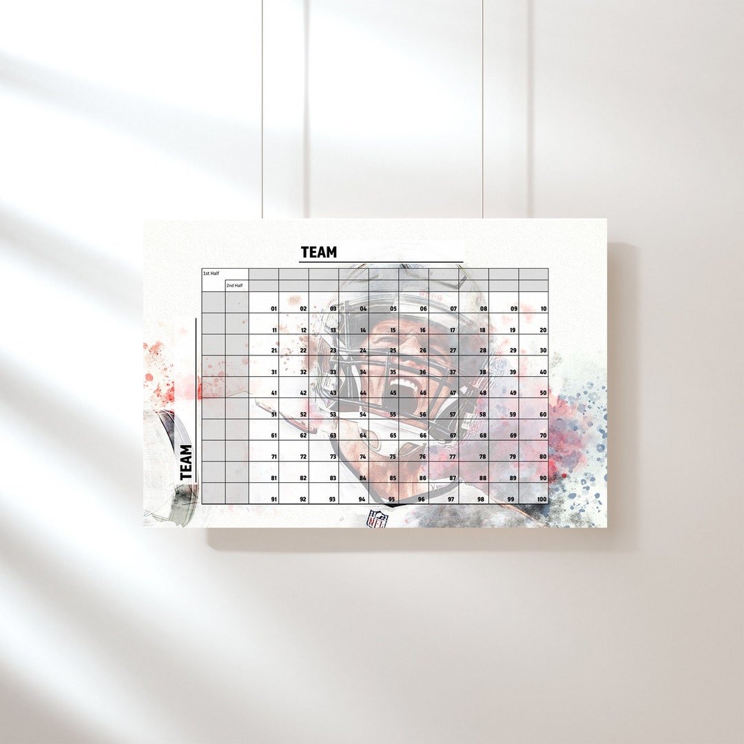 Printable Super Football File Halftime 100 With Numbers Squares Game ...