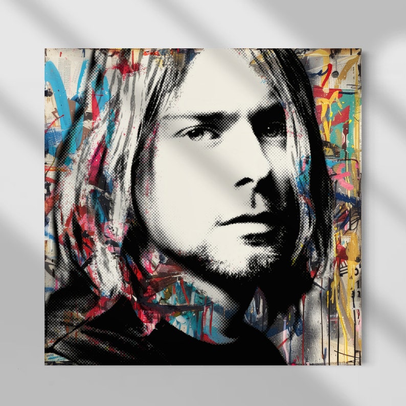 Kurt Cobain Art Print - Digital Download | Grunge Edgy Wall Art ...