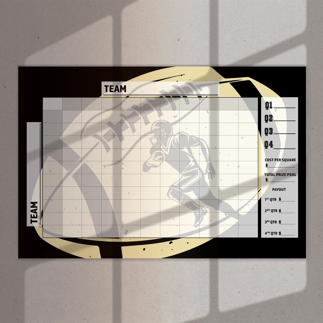 Printable Football Squares Classic 100 Squares Game Instant Download ...