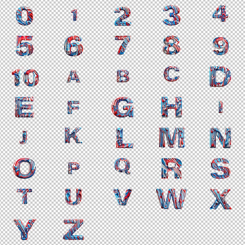 Independence Day Patriotic Letters & Numbers 4th of July Set Alphabet A ...