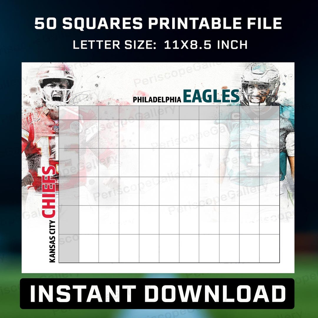 50-square Football Game Big Game 2025 Instant Download Printable ...