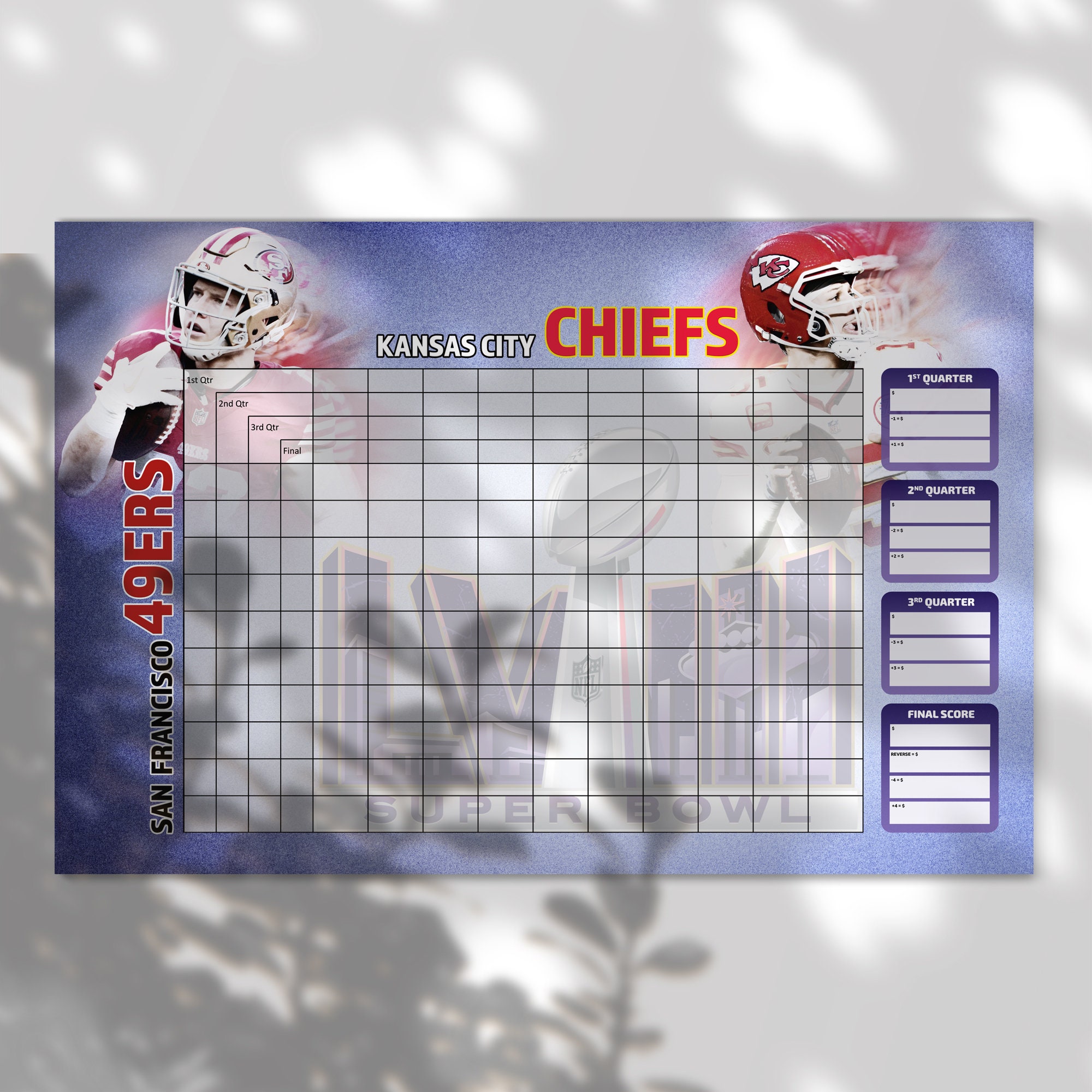 100 Squares Poster With Quarters Q1 Q2 Q3 Final and Additional Rules 1/ ...