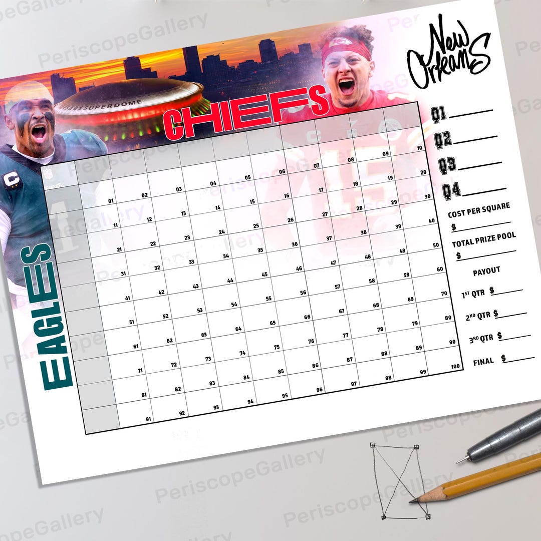 Classic 100 Squares Design Super Game 2025 With Numbered Grid Instant ...