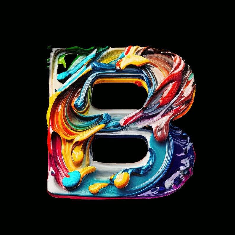 Oil Paint Letters PNG Numbers Set Oil Paint Bundle A-Z Alphabet Ai ...