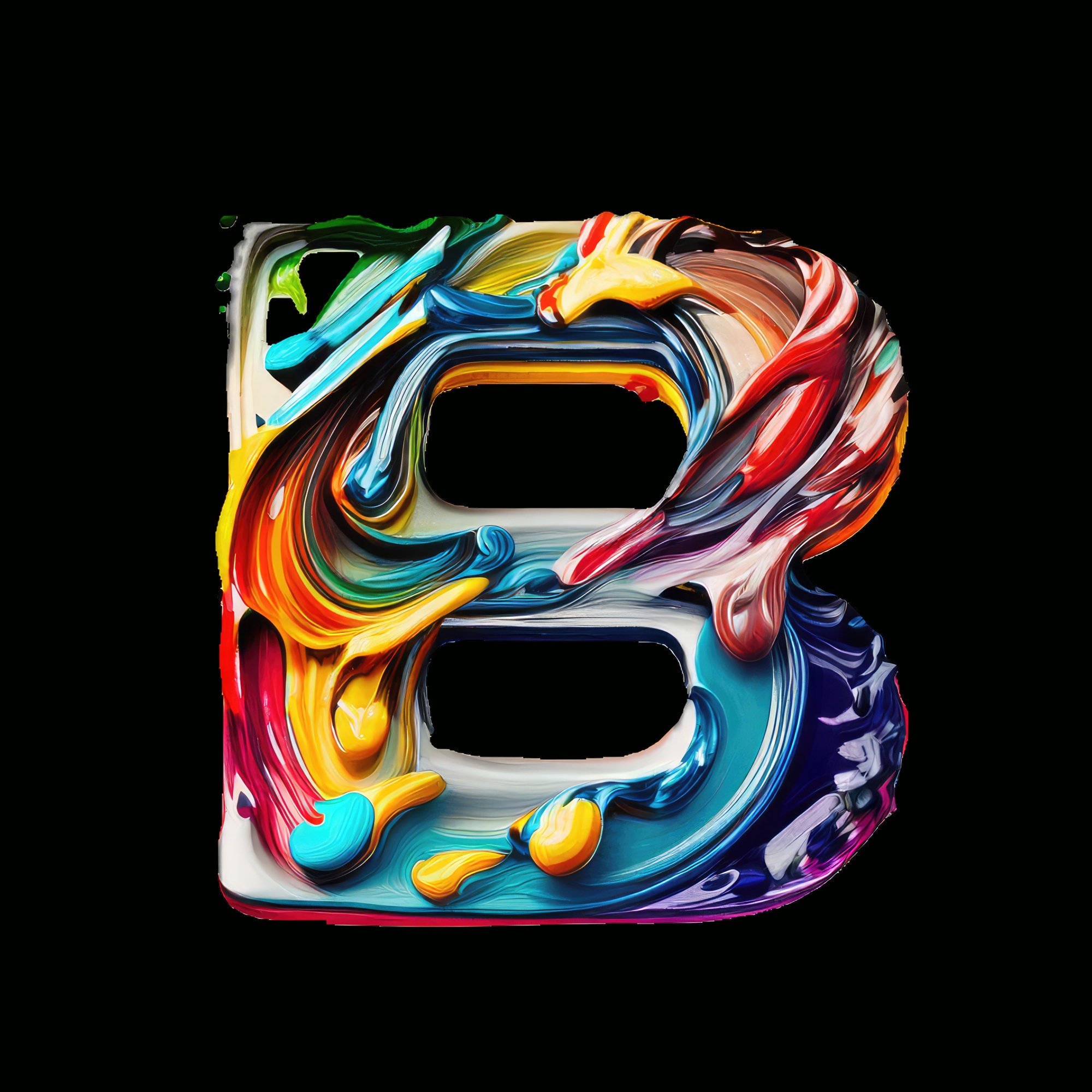 Oil Paint Letters PNG Numbers Set Oil Paint Bundle A-Z Alphabet Ai ...