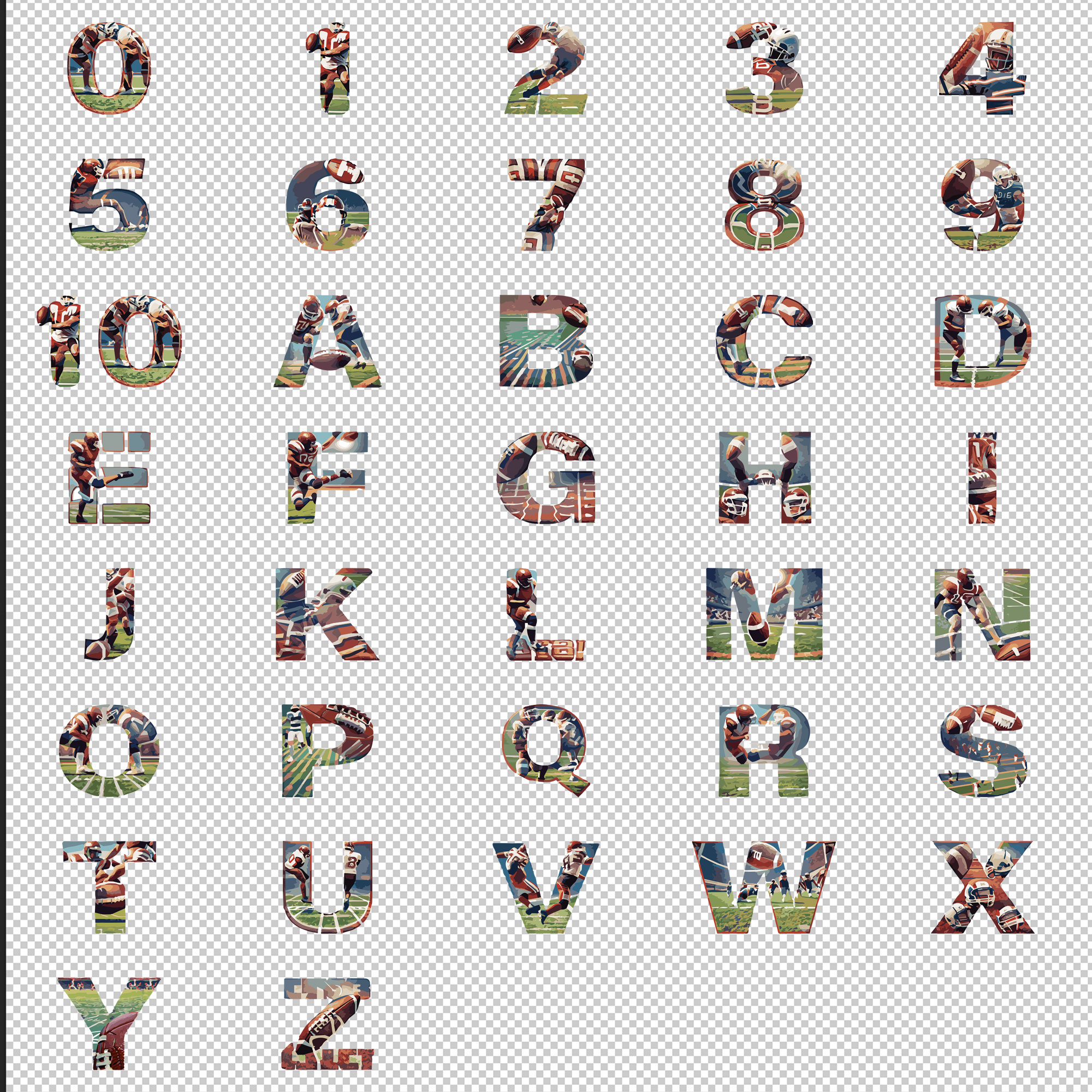 Football Player Numbers Svg Bundle Football Svg Football Number Font ...