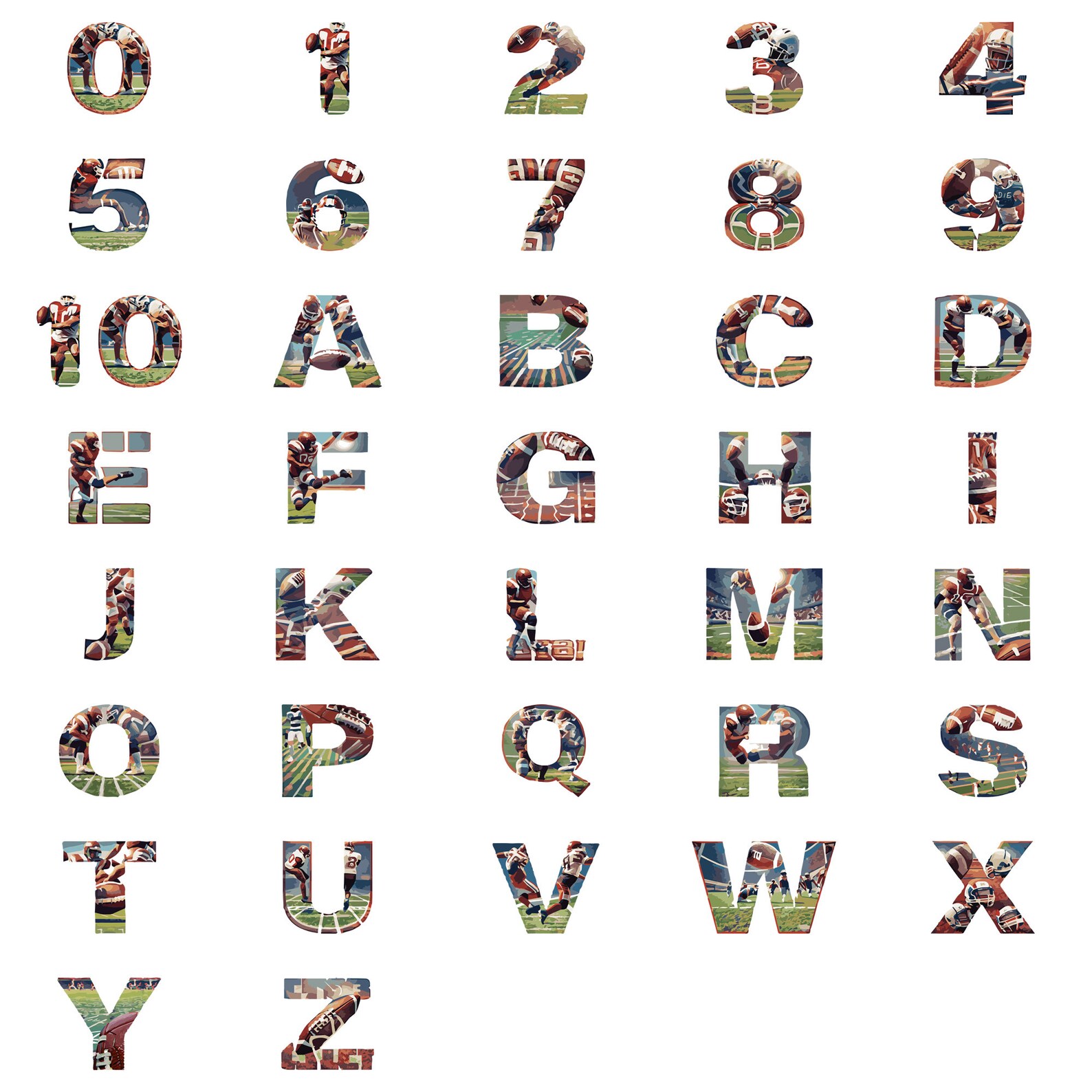 Football Player Numbers Svg Bundle Football Svg Football Number Font ...