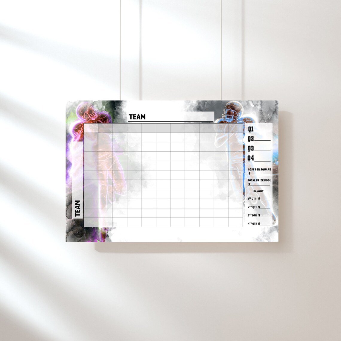 Printable Football Squares Classic 100 Squares Game Instant Download ...