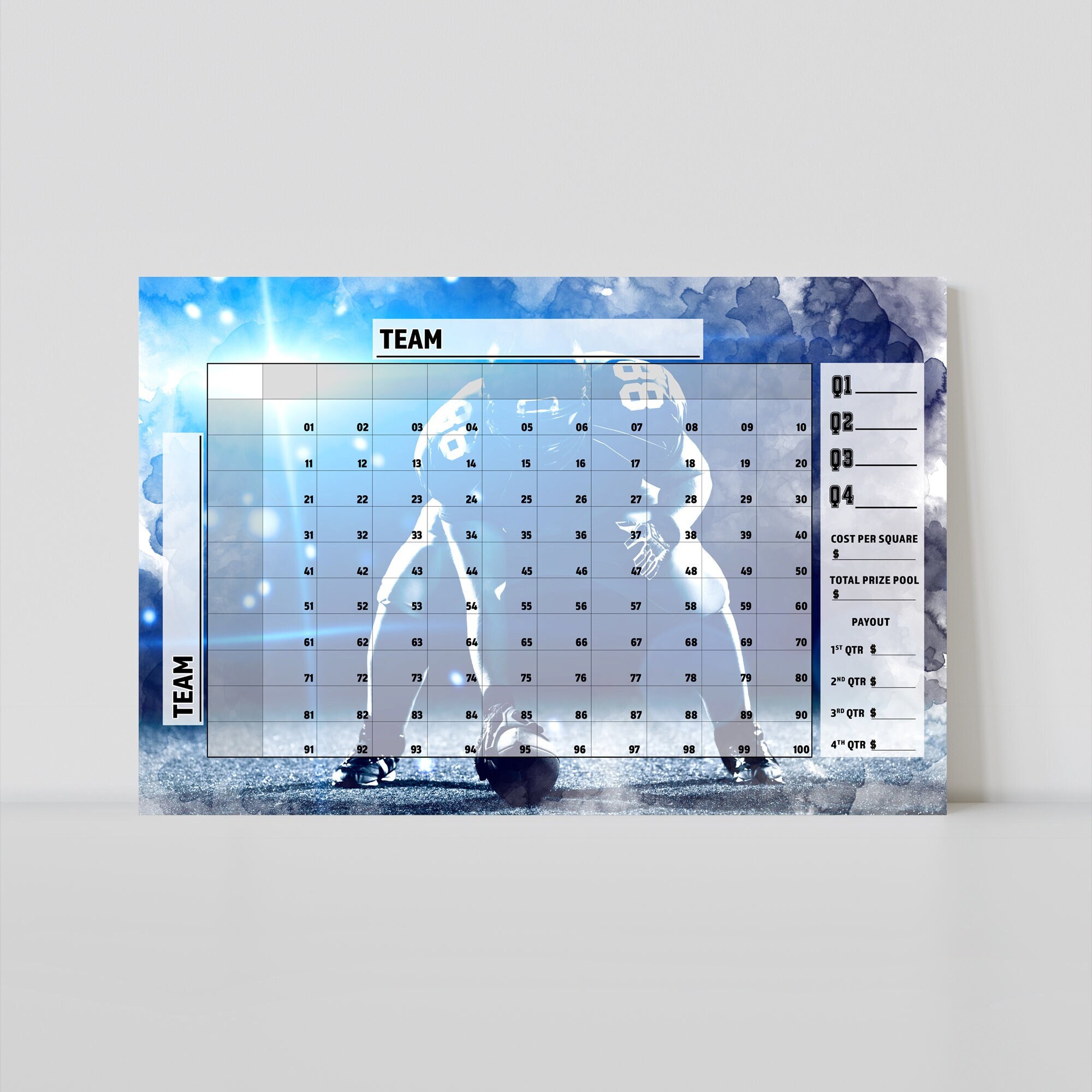 Printable Football Squares 100 With Numbers | Squares Game | Instant ...