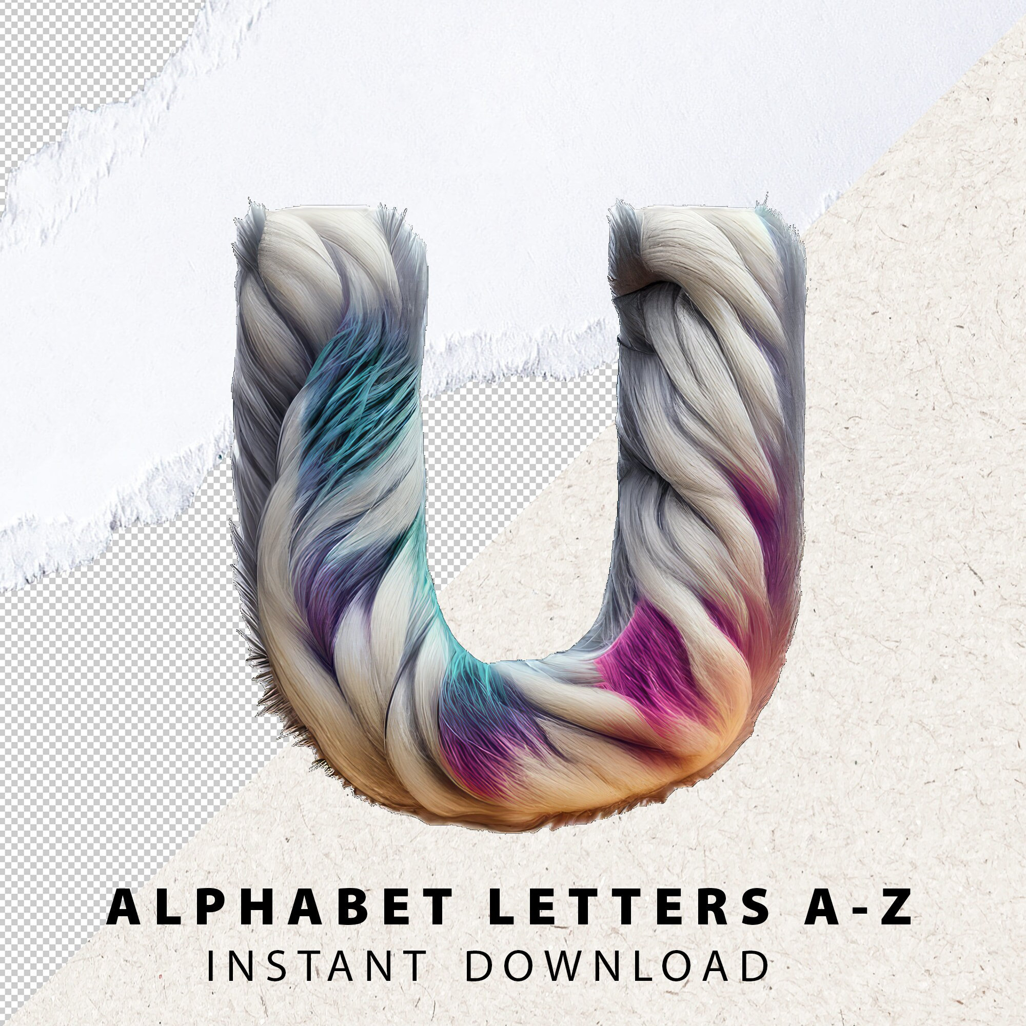 Unicorn Fur Letters PNG Number Set Unicorn Bundle A-Z Alphabet Ai ...