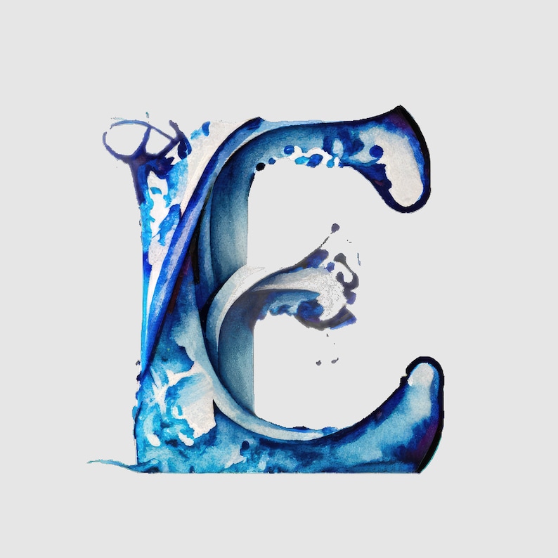 Blue Watercolor Brush Letter Set, A-Z Alphabet (digital Download) - Etsy