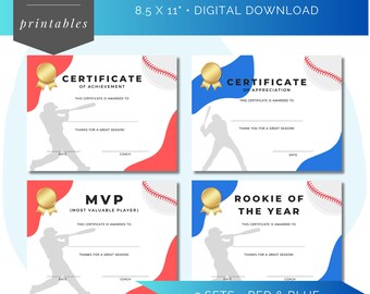 Softball Awards Certificate Pack Printable End of Season - Etsy