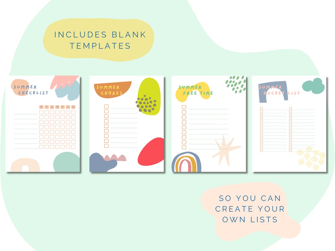 Printable Summer Checklist Summer Chores List Summer Free Time List ...