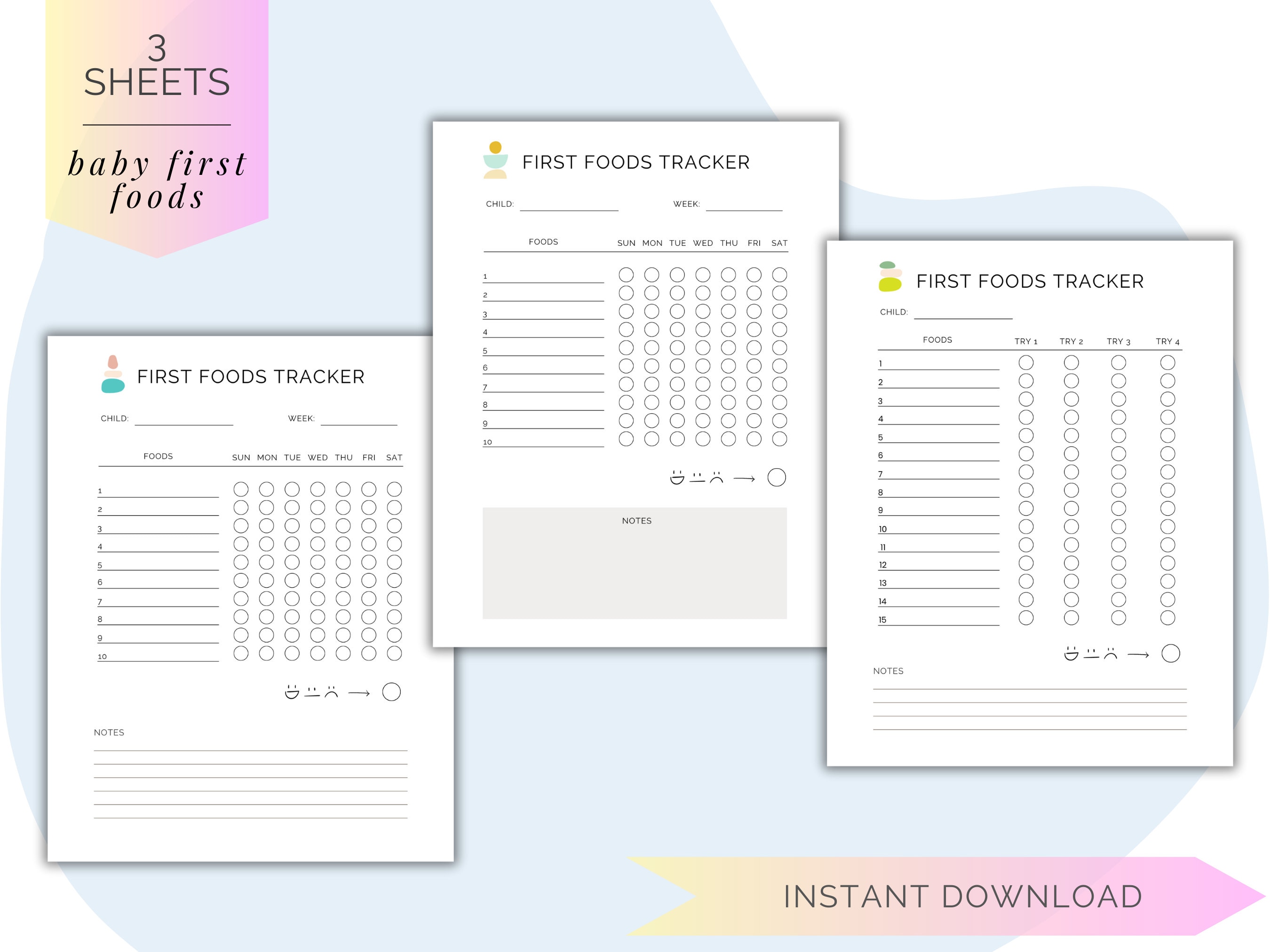 Baby Meal Planner Printable Baby Food Tracker Baby Food Diary Weekly ...